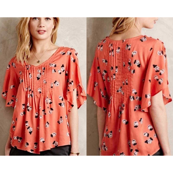 Maeve | Tops | Maeve By Anthropologie Maya Tunic Top 8 Coral Pink ...